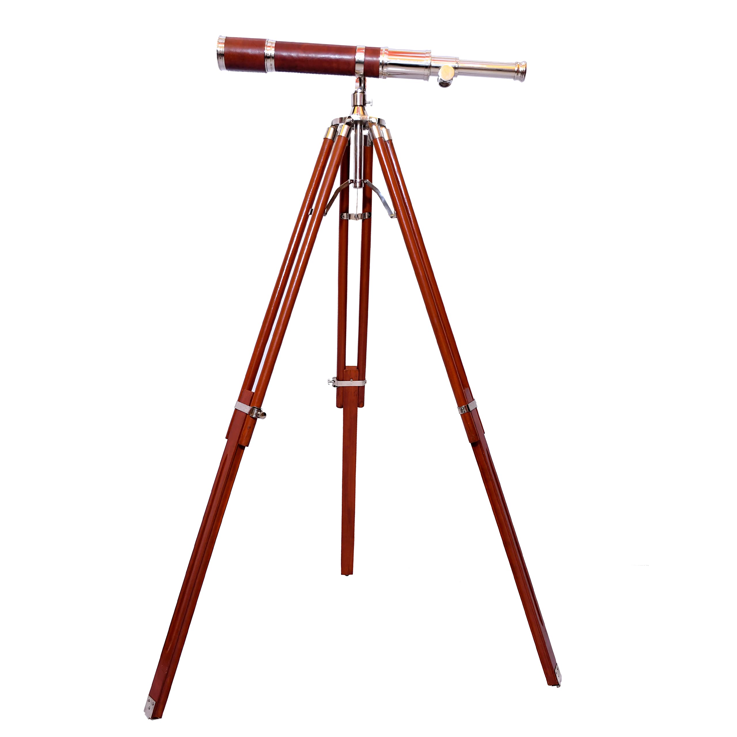 Marine Standard High Magnification Tube Telescope Handmade Antique Tripod Telescope Single Barrel Spyglass Nautical Decorative
