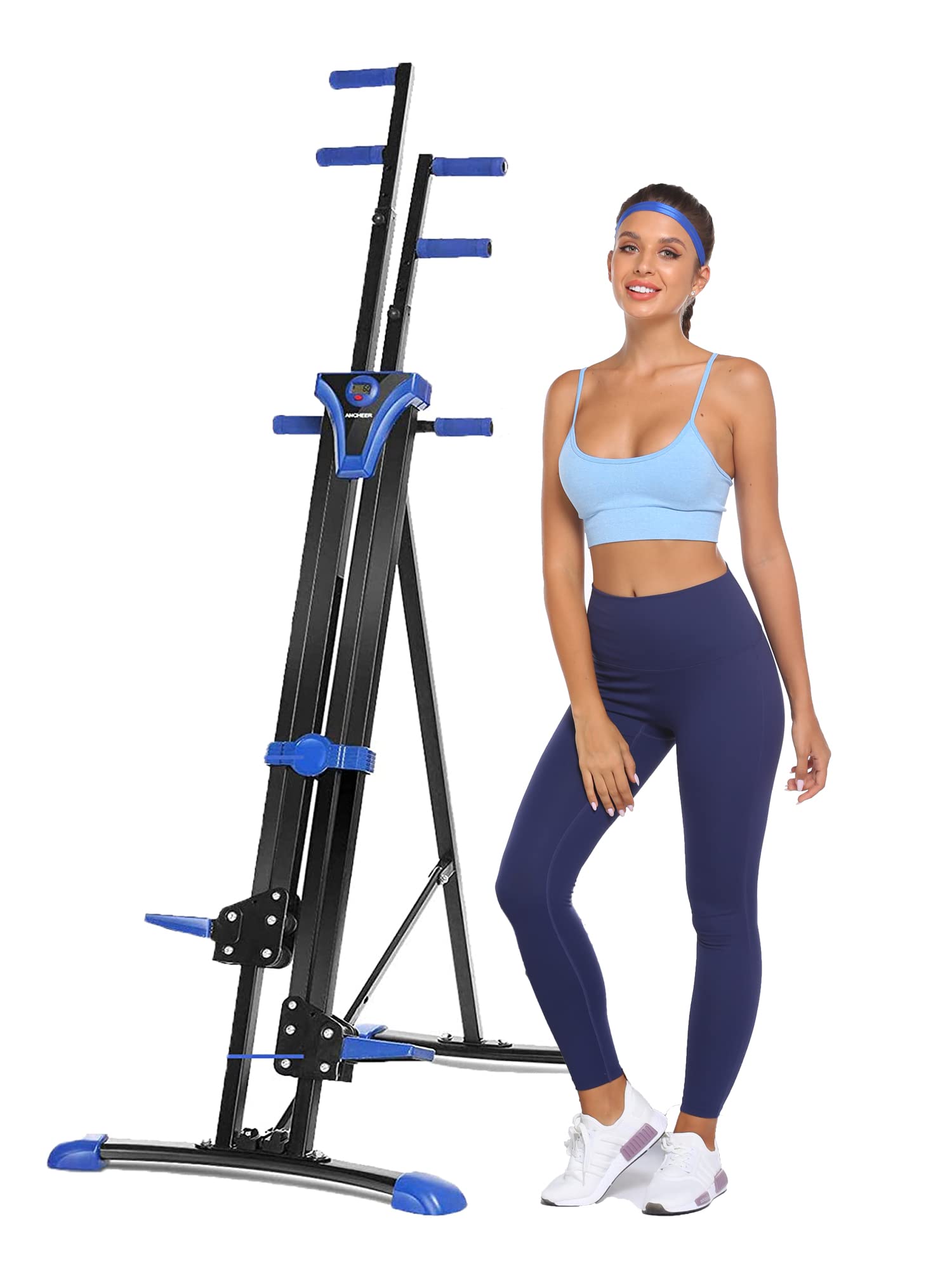 Stair Climber Machine Folding Climbing Exercise Machine Vertical Climbing Exercise Machine for Home Gym Fitness (Blue)