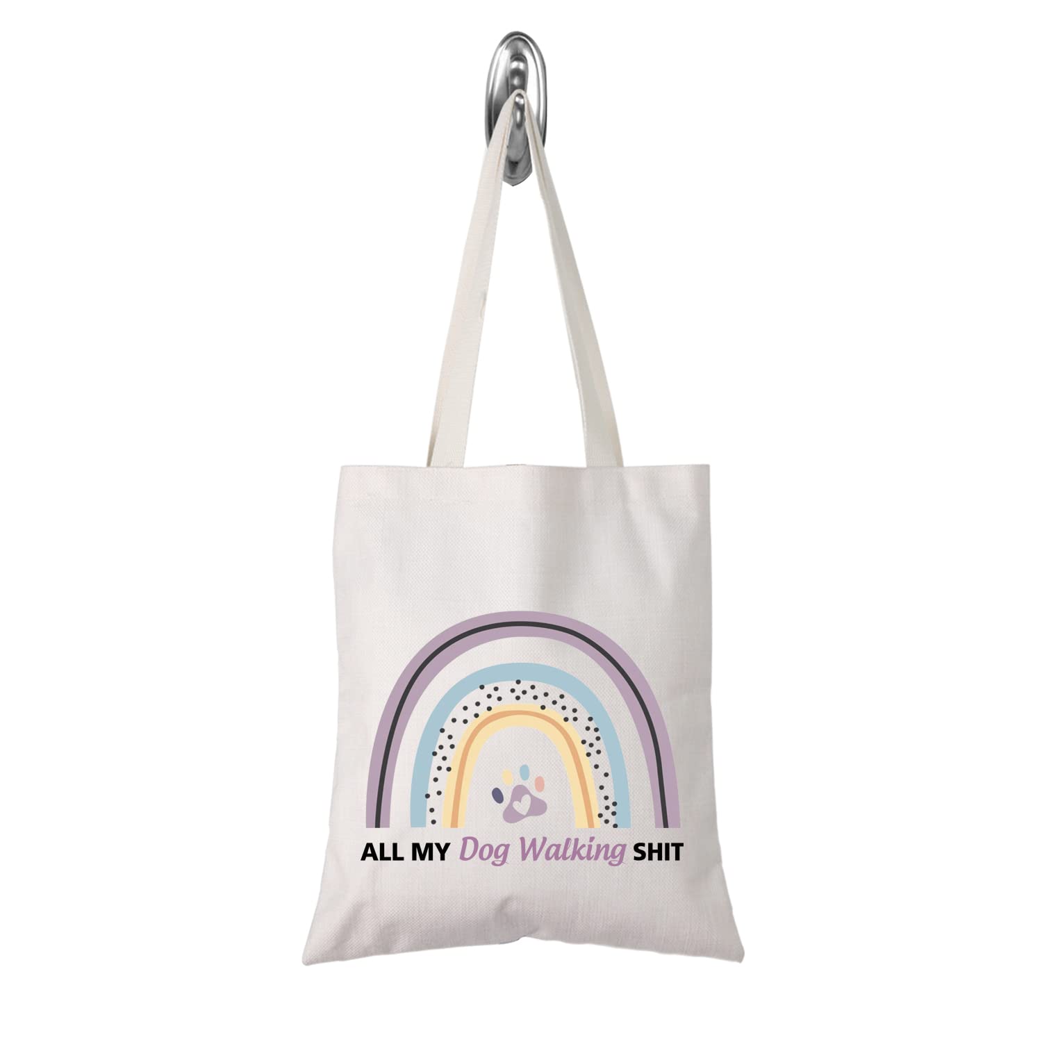 TSOTMO Dog Walker Gift All My Dog Walking Shit Boho Rainbow Design Dog Walking Accessories Tote Bag (DogWalking shit tote)