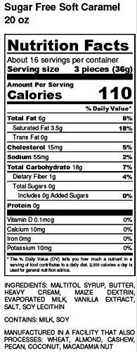 Taras All Natural Gourmet Caramel: Small Batch, Creamy & Individually Wrapped , Sugar Free 20 Ounce