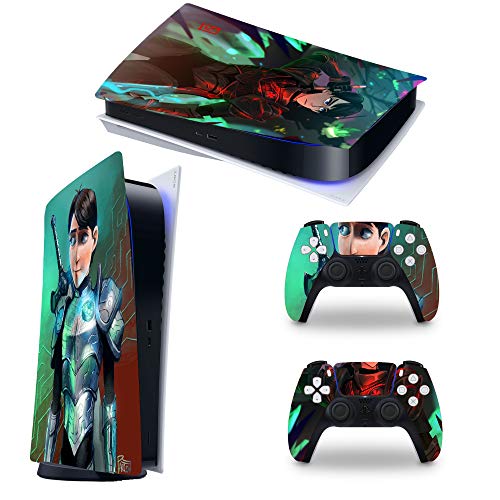Playstation 5 Digital Edition Skin Set – Cartoon Hero game - HD Printing Vinyl Skin Cover Protective for PS5 Digital Edition Console and 2 PS5 Digital Edition Controller