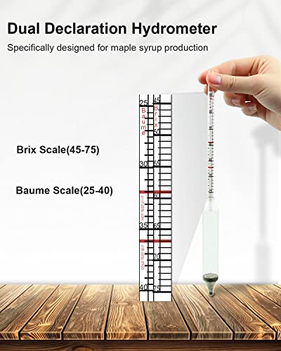 ULXIOM Maple Syrup Hydrometer Test Cup Kit, Maple Syrup Density Kit, Baume and Brix Scale, Stainless Steel Maple Syrup Kit with Cleaning Brush, Calibrated to Create Pure Maple Syrup