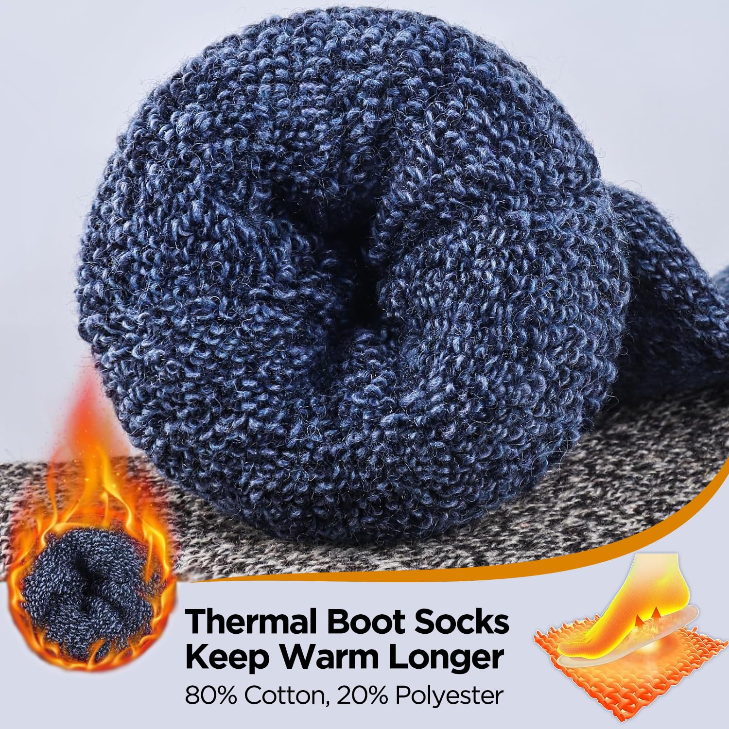 TSSPLUS Mens Winter Thermal Warm Heavy Duty Cotton Crew Work Boots Socks 9-13 (6-PAIRS)
