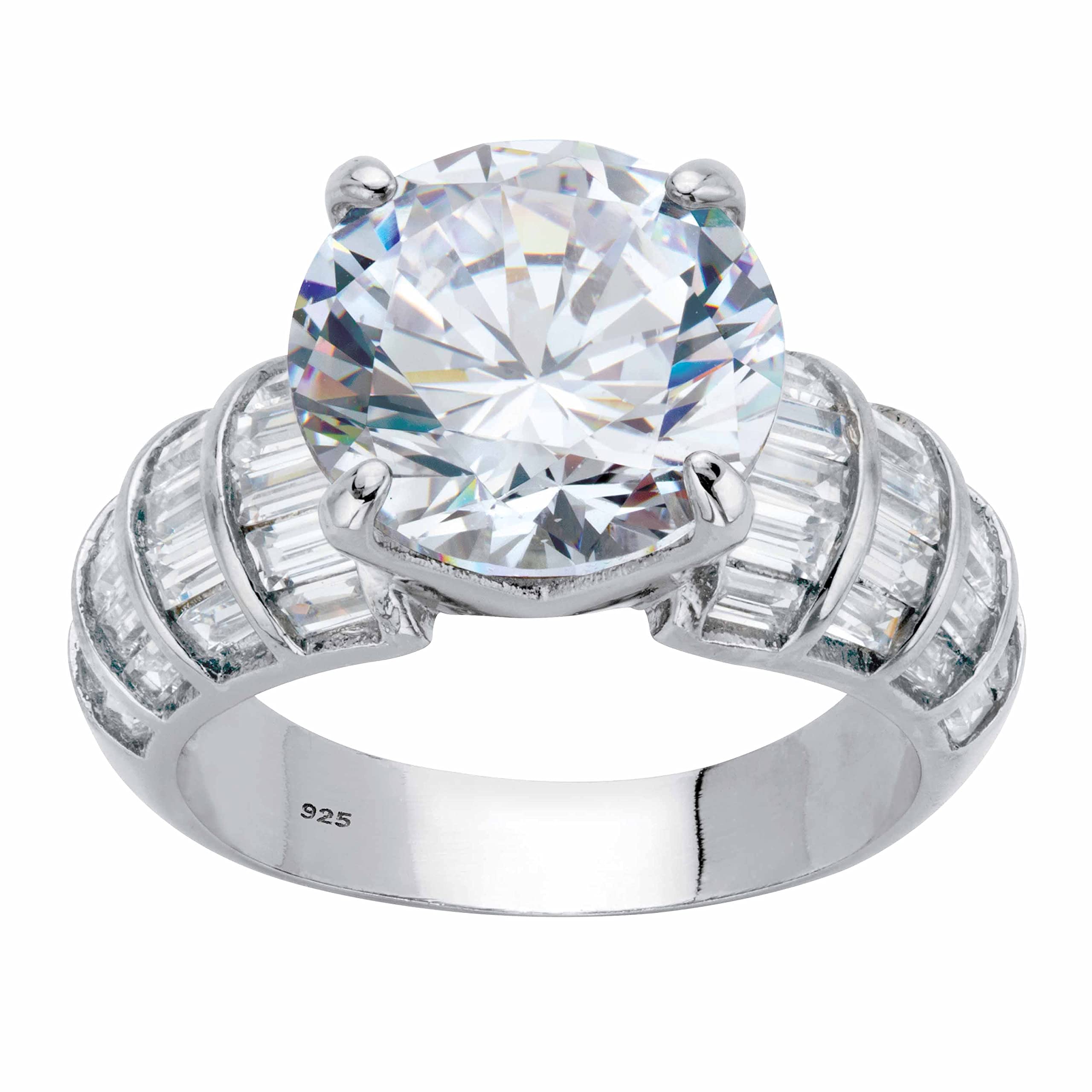 PalmBeach Jewelry Platinum-plated Sterling Silver Round Cubic Zirconia Engagement Ring Sizes 6-10 Size 6