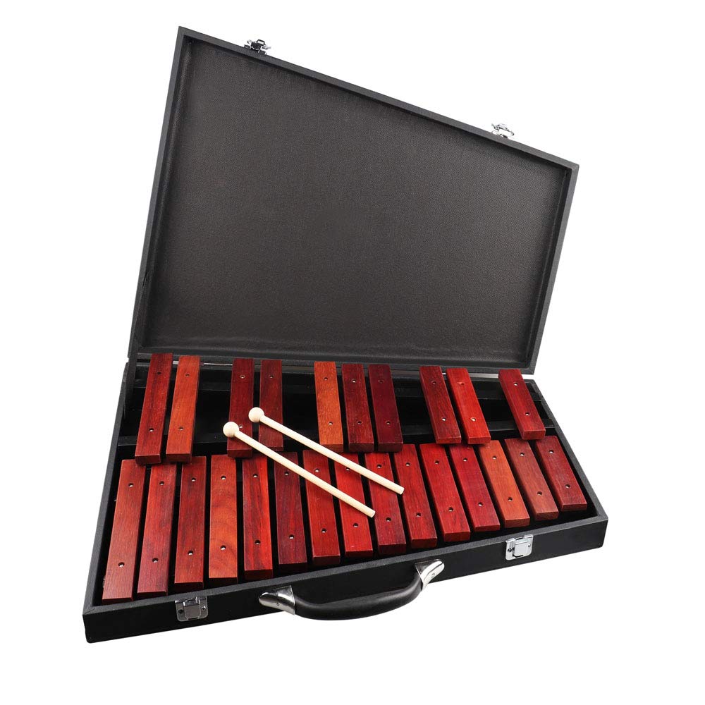 Mr.Power 25 Note Wood Xylophone G5- G7 Wooden Glockenspiel with Mallet, Case for School Student Band Professional Players