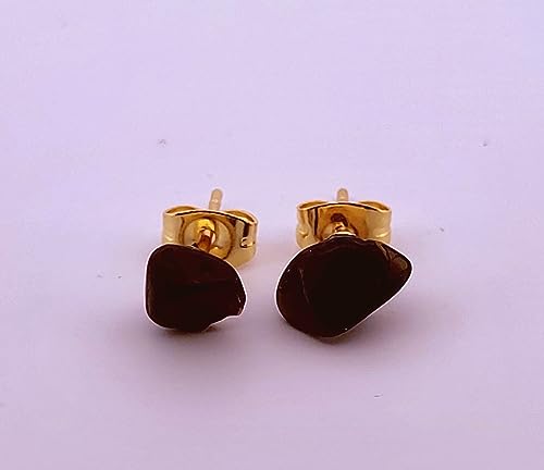 Natural Black Onyx Gold Stud Earrings NBOGSE2