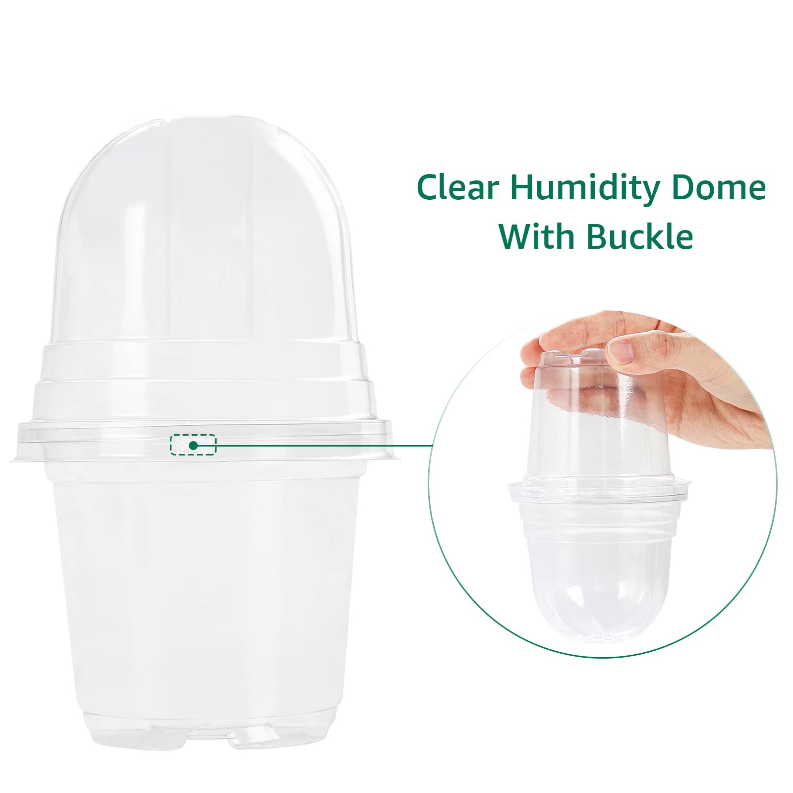 MIXC Clear Plant Nursery Pots with Humidity Dome 4" Soft Transparent Plastic Gardening Pot Planting Containers Cups Planter Small Starter Seed Starting Trays for Seedling with 10pcs Plant Labels