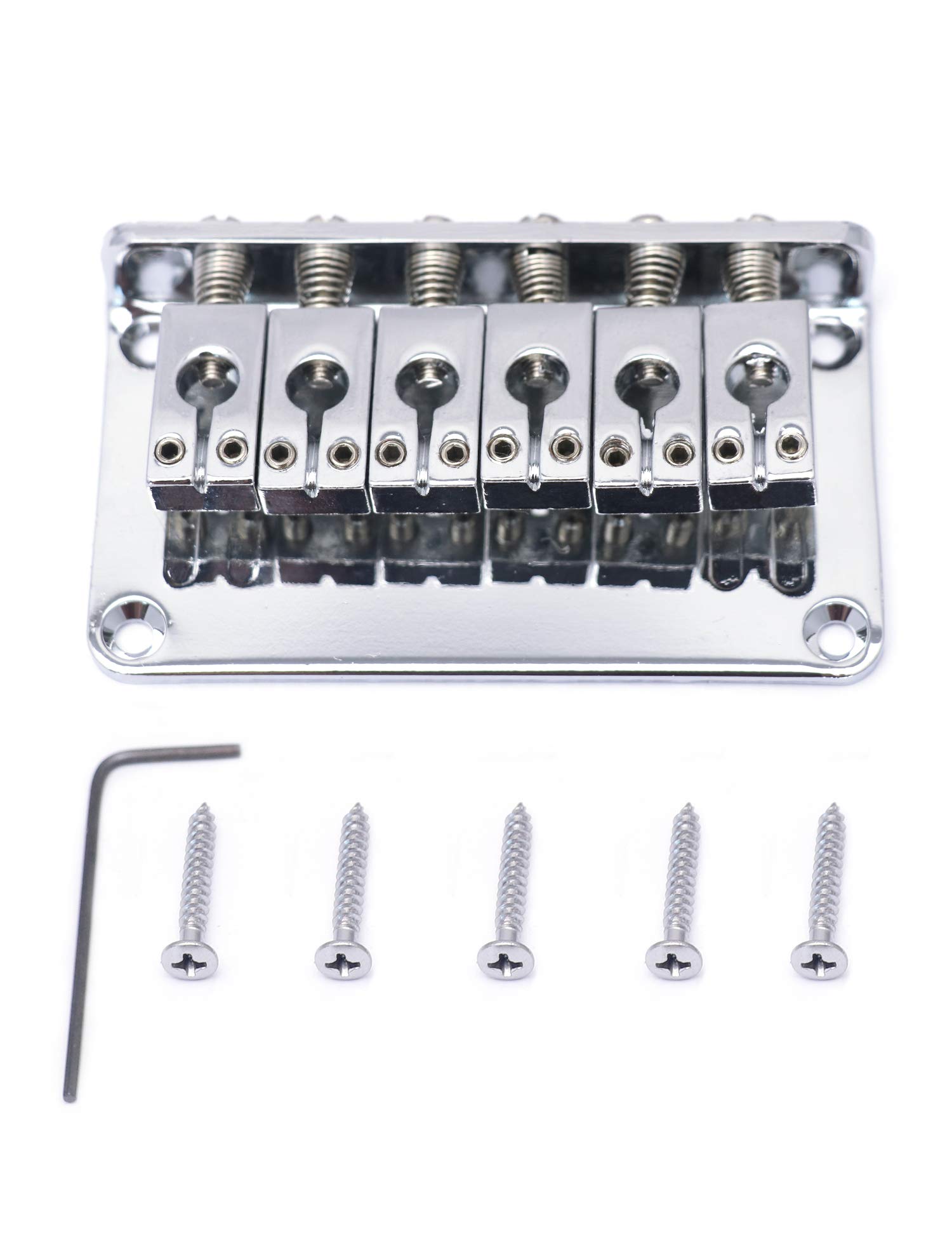 Metallor Guitar Saddles Bridge for Hardtail Strat Tele Electric Guitar Parts Replacement Chrome.