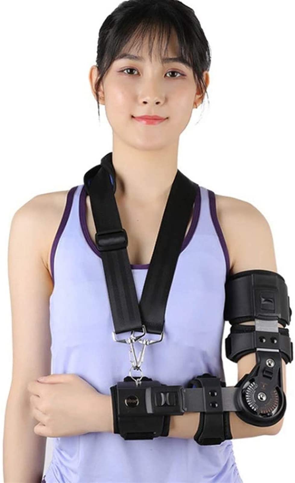 TSUSF Elbow Brace, Adjustable Elbow Joint Fixed Brace Corrective Orthosis Activity Limitation Arm Fracture Protector, Sports Injury Recovery Pain Relief (Size : Left)