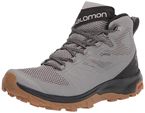 Salomon Outline Mid Gore-TEX Hiking Boots for Men, Frost Gray/Black/Alloy, 7