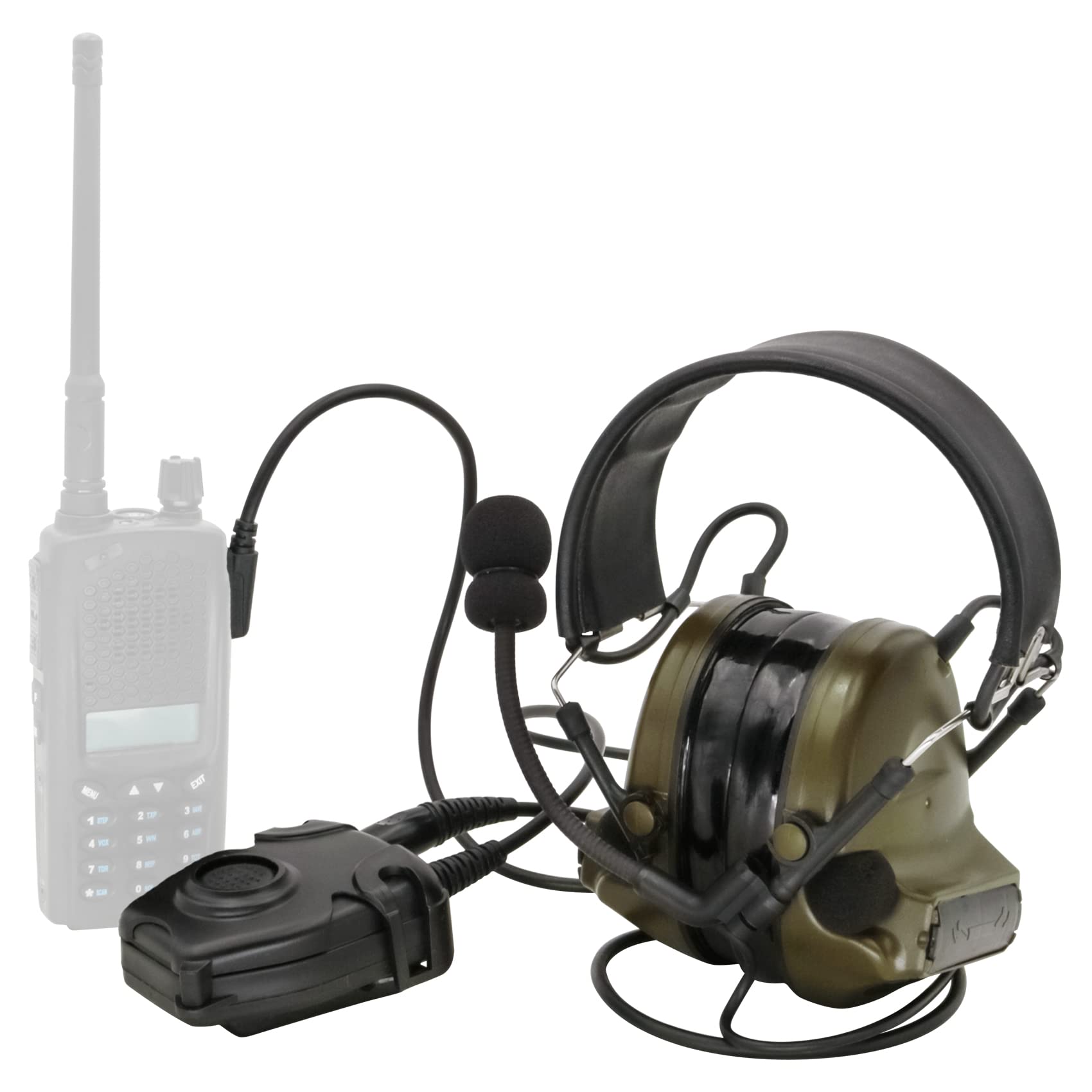 TSVISIONCORE Tactical Headset COMTA 2&U94 PTT 2pin with Silicone earmuffs,Microphone Sound Amplification Airsoft (Green)