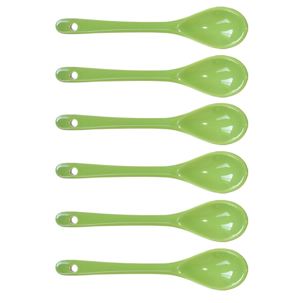 Xmomx 6 pcs Porcelain Egg Spoons Tea Spoon Ceramic Spoons 4.7 inch Coffee Dessert Yogurt Tea Milky Green