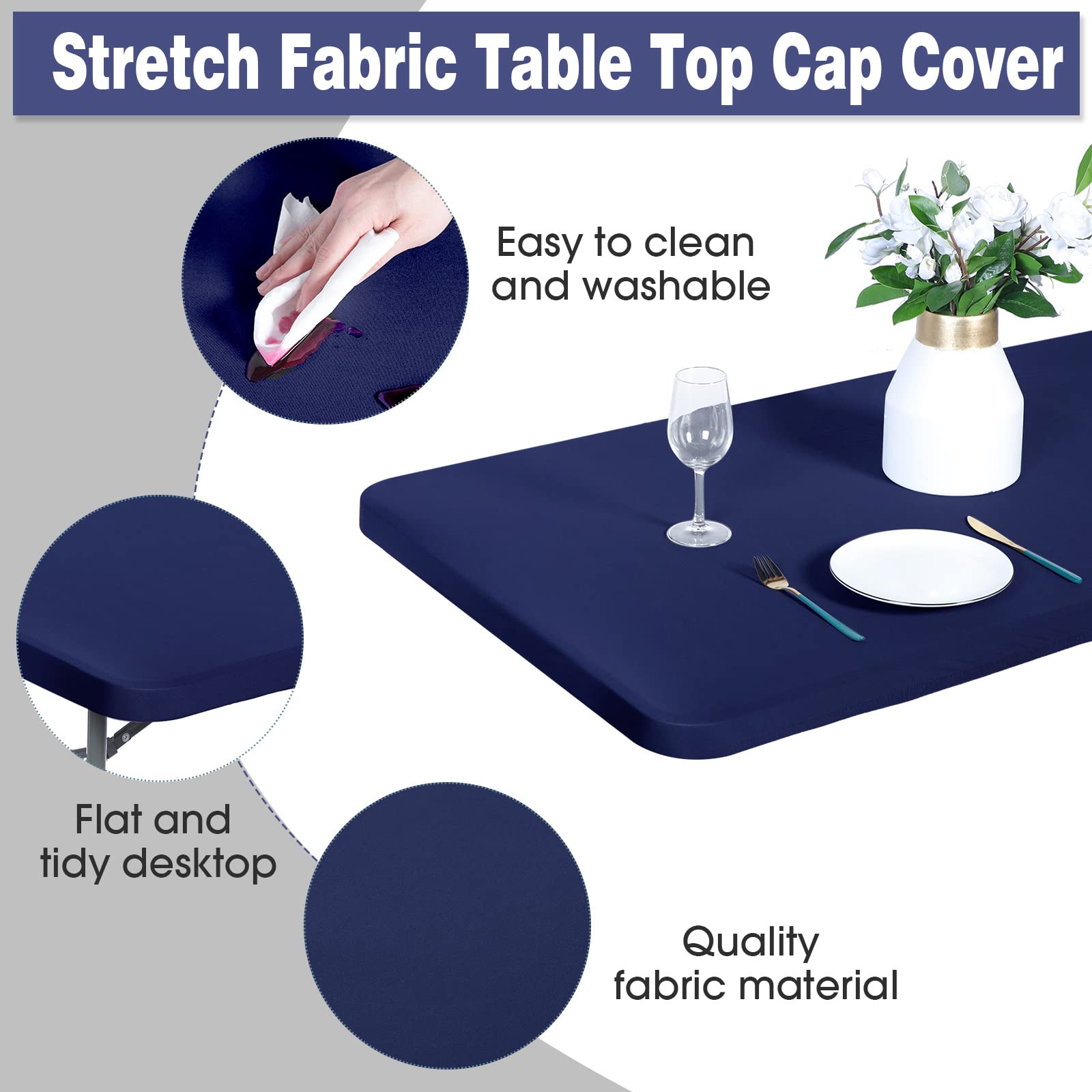 Mixweer 2 Pieces Spandex Tablecloth Stretch Tablecloth Elastic Fitted Picnic Table Cover Washable Folding Table Cover Rectangle Polyester Tablecloth for Picnic Party (Red,95 x 30 Inch)