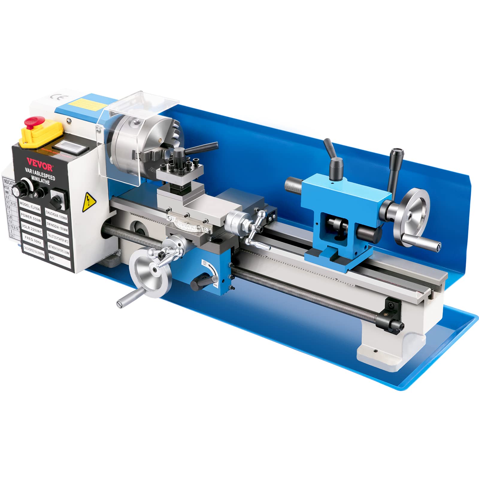 VEVOR Mini Metal Lathe, 7"x14" Benchtop Metal Lathe, 550W Variable Speed 2250RPM Metal Lathe, with 3-jaw Chuck CNC Mini Lathe Machine, Precision Mini Lathe w/Tool Box Digital Display for Metal Turning