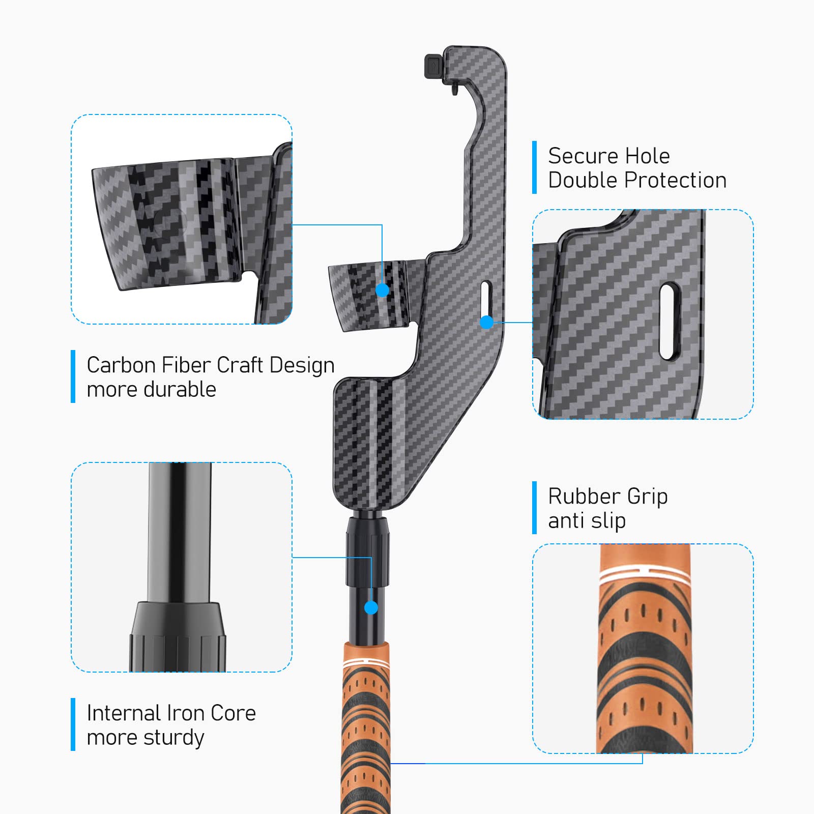 VR Golf Club Handle Accessories Compatible with Meta/Oculus Quest 2, Adjustable Virtual Reality Golf Club Attachment Adapter for Family, Children, Enhance Immersive VR Game Experience, Orange