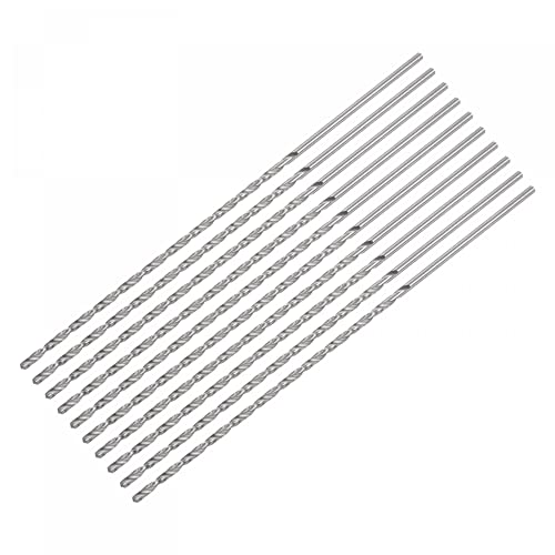 uxcell 10 Pcs 2mm Mini Micro Twist Drill Bits, High-Speed Steel Straight Shank Extra Long Drill Bit 120mm for Aluminum Alloy