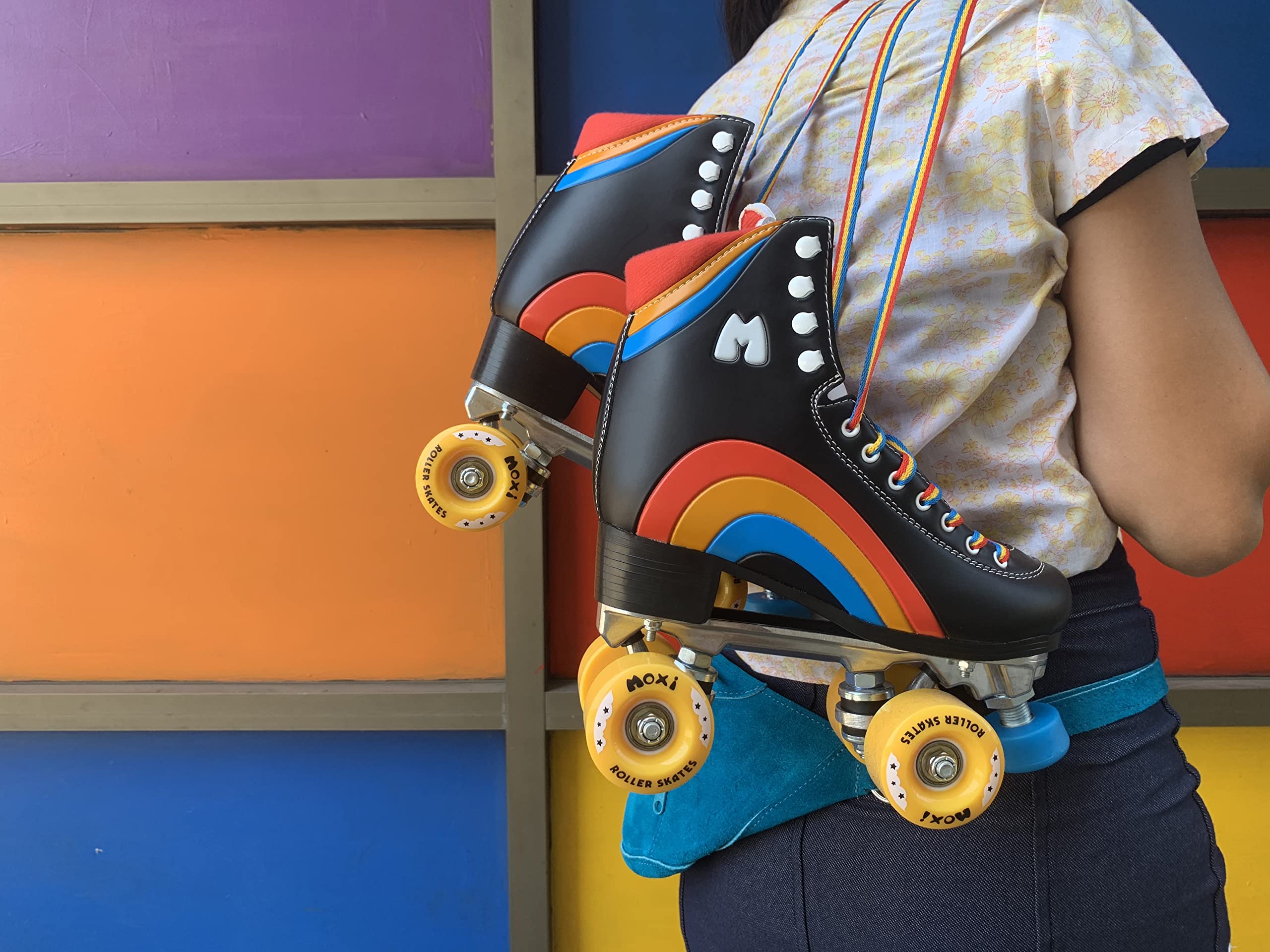 Moxi Skates - Rainbow Rider - Fun and Fashionable Womens Roller Skates | Asphalt Black | Size 7