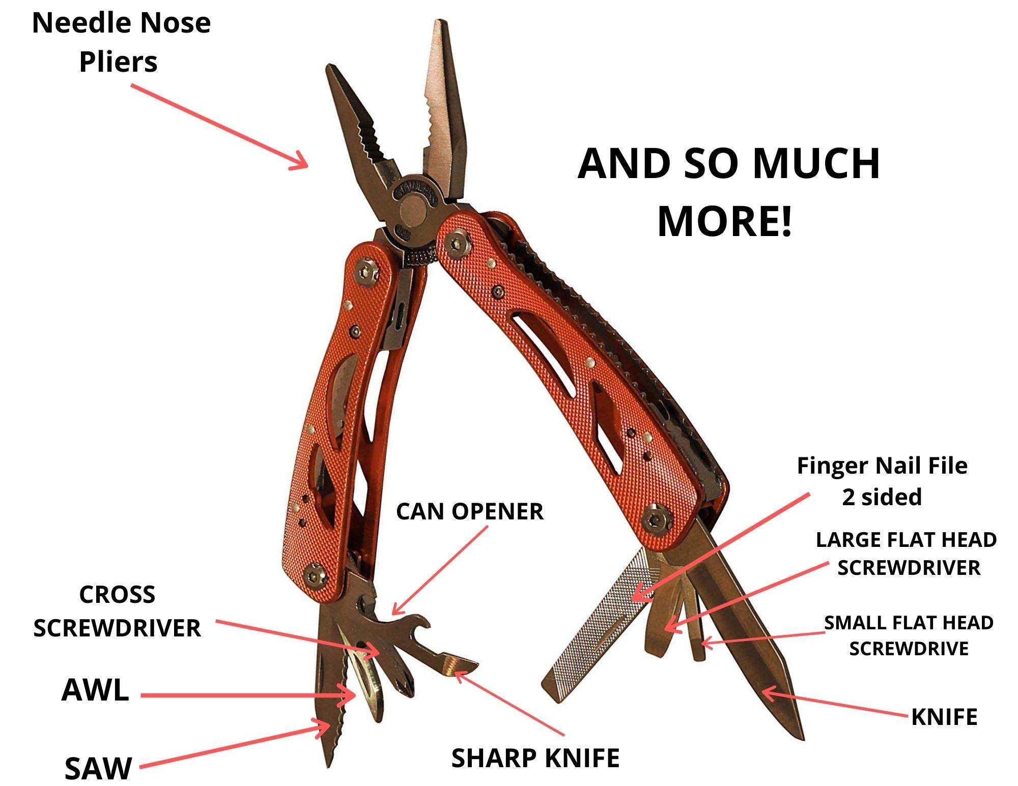 Multitool knife with sheath 15-in-1 Portable Pocket Multifunctional heavy duty, Folding Saw, Wire Cutter, Pliers, Sheath Multipurpose, Survival, Camping, Hunting, Car Set, tools, survival gear