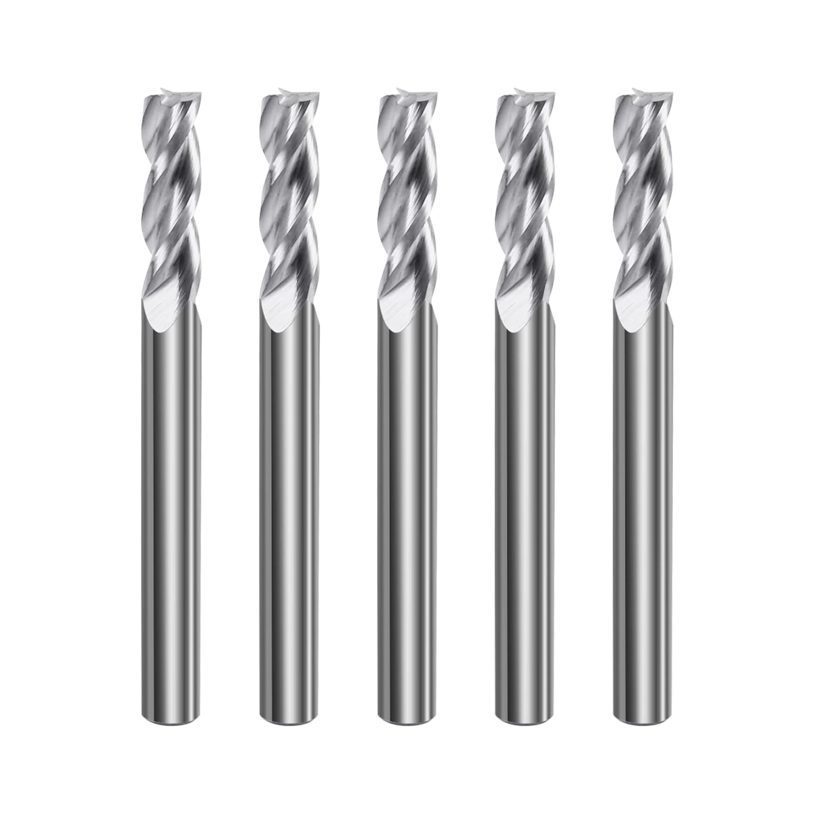 XYunEnZ ISB 1/8‘’ Carbide Square End Mill Set, 3 Flute Micro Grain Carbide End Mill Bits for Drilling Aluminum Applications and Hardened Steels, 5 Pcs