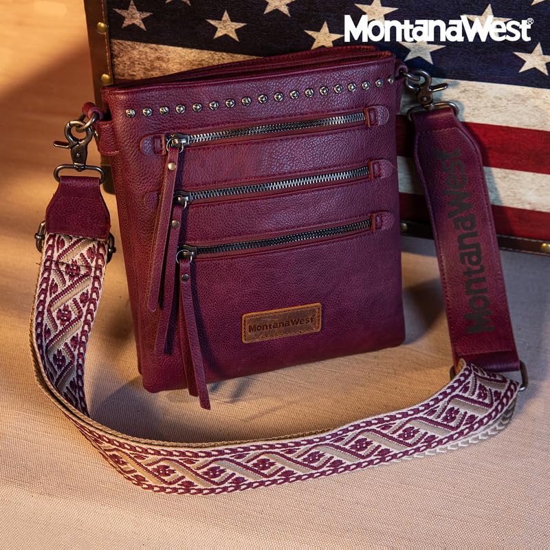 Montana West Crossbody Purses and Handbags for Women, Medium Size Double Compartments with Adjustable Guitar Strap MWC-H184GN