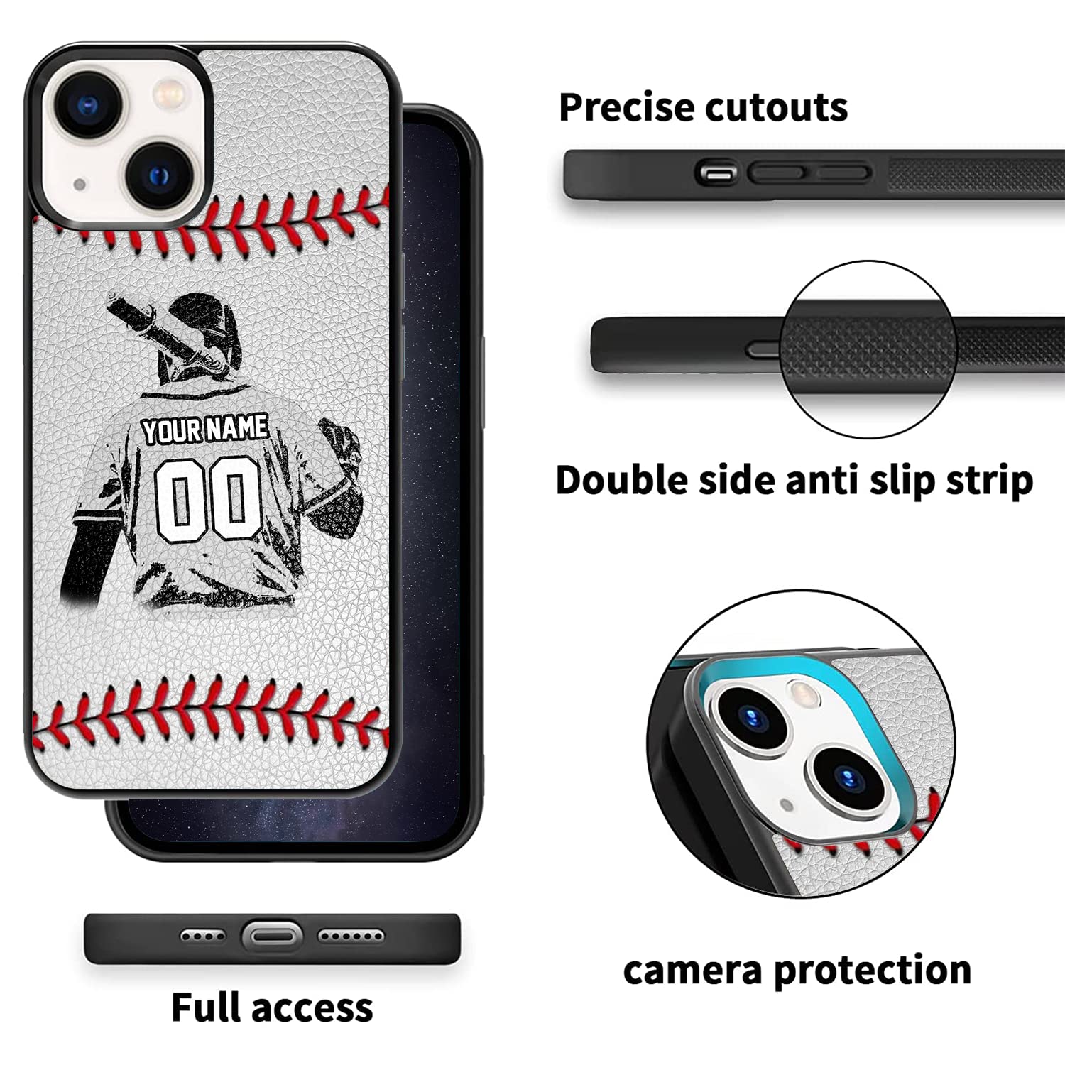 Personalized Baseball vs Name Number US Flag Decor Rubber Cover Phone Case for Google Pixel 4/4A/4XL/5/5XL/6/6 PRO/7/7 Pro Custom Baseball Phone case (Baseball batter)