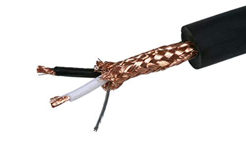 Monoprice 8.0mm Professional Microphone Bulk 16AWG Cable Cord - 100 Feet- Black With High-Purity, Oxygen Free Copper Conductors And Braided Copper Shield