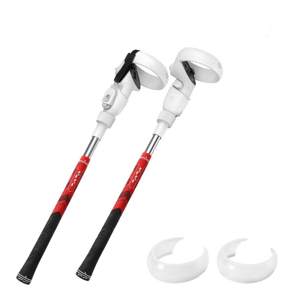 ZHNNT 2PCS VR Golf Club for Oculus Quest 2 Accessories,Golf Club Attachment with 2 Controller Covers, Oculus Quest 2 Golf Club Adapter Realistic Grip to Provide Realistic Gaming Experience