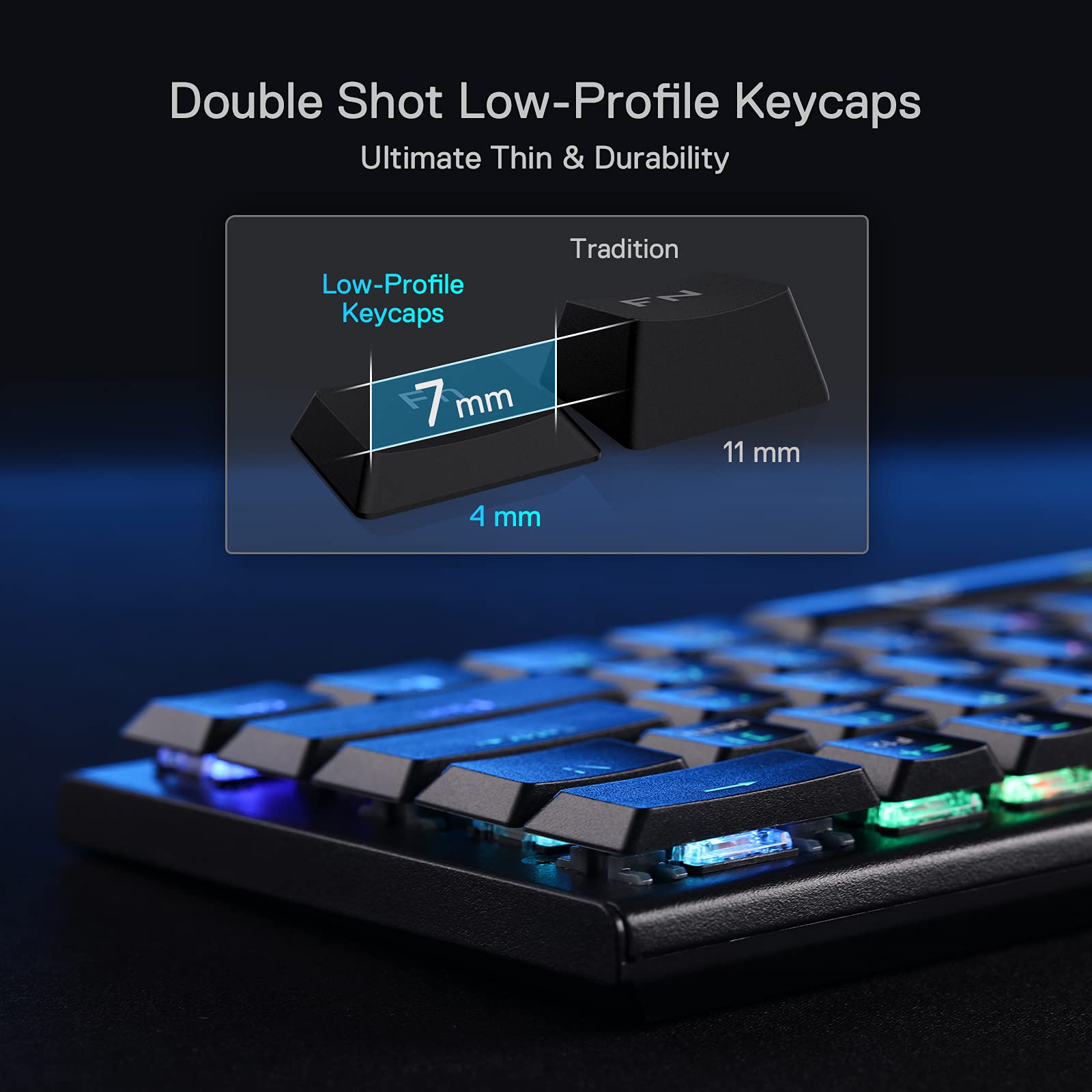 Redragon K614 Anivia 60% Ultra Thin Wired Mechanical Keyboard, Slim Compact 61 Keys RGB Gaming Keyboard w/Low Profile Linear Red Switches and Double-Shot Keycaps for Fast & Accurate Actuation