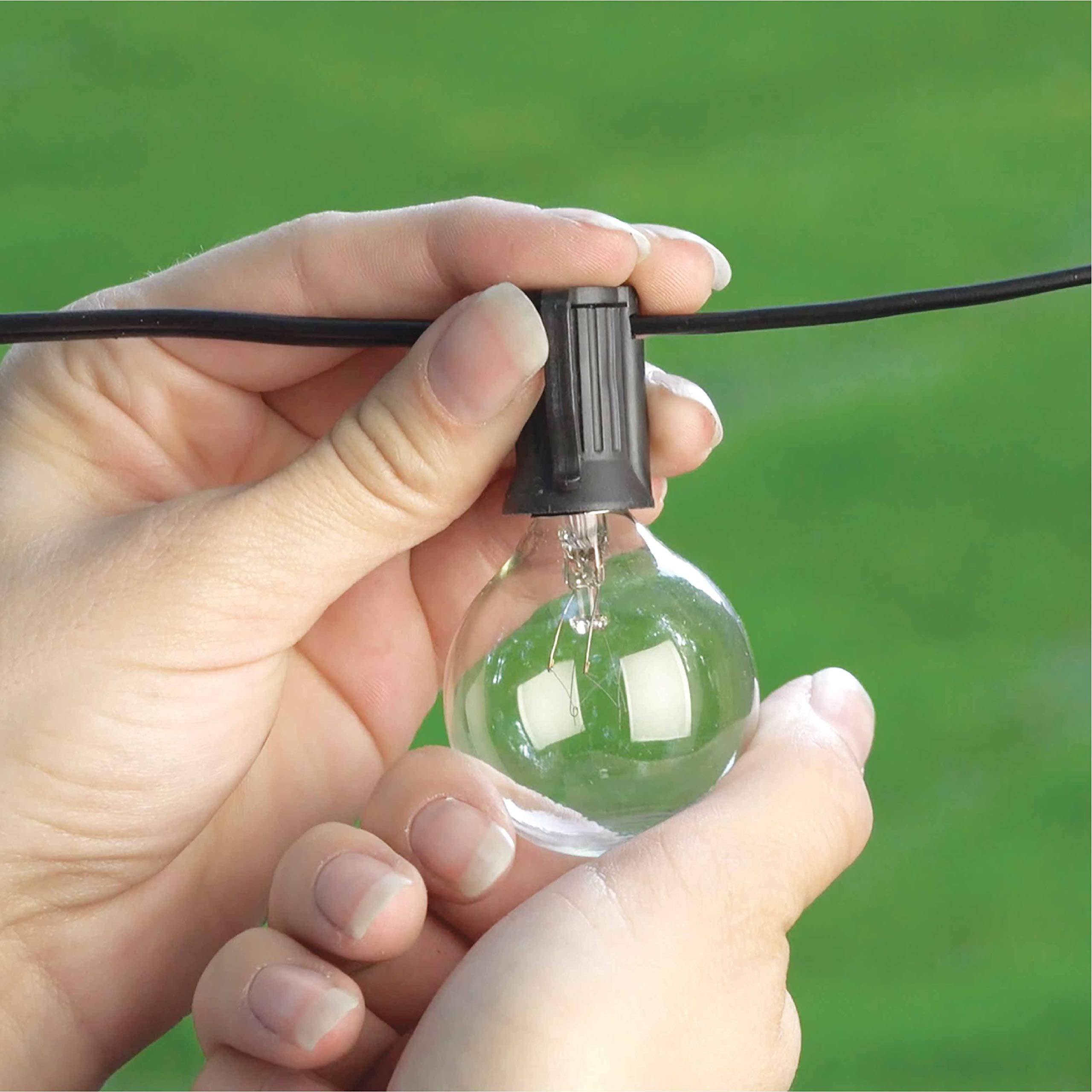 Mr Beams 5W G40 Globe Bulb Incandescent Weatherproof Indoor/Outdoor String Lights, 50 ft, Black