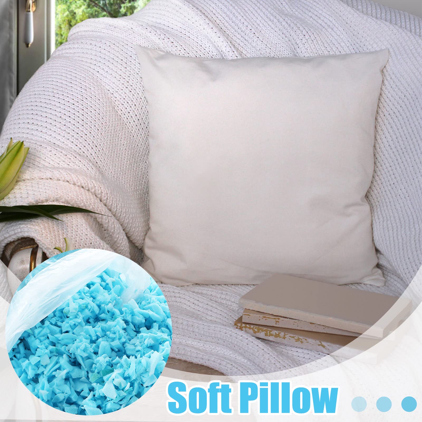 Marsui Bean Bag Filler Soft Shredded Memory Foam Filling Foam Refill for Pillow Stuffing Dog Animals Beds Couch Chairs Cushions and Arts Crafts (Blue,10lbs)