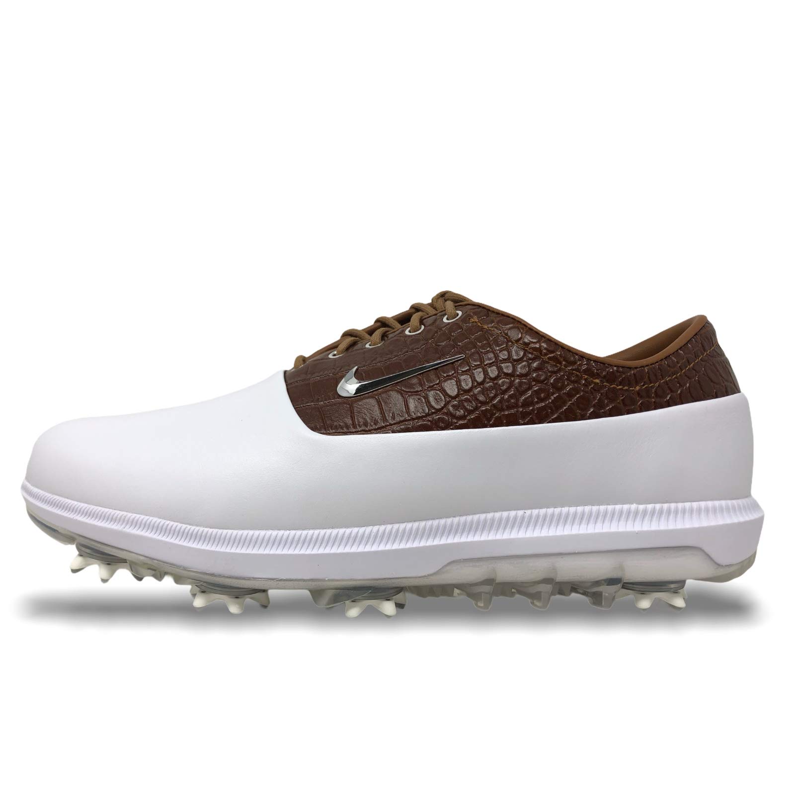 Nike Men's Air Zoom Victory Tour Golf Cleats White/Chrome-British Brown 10 US (Wide