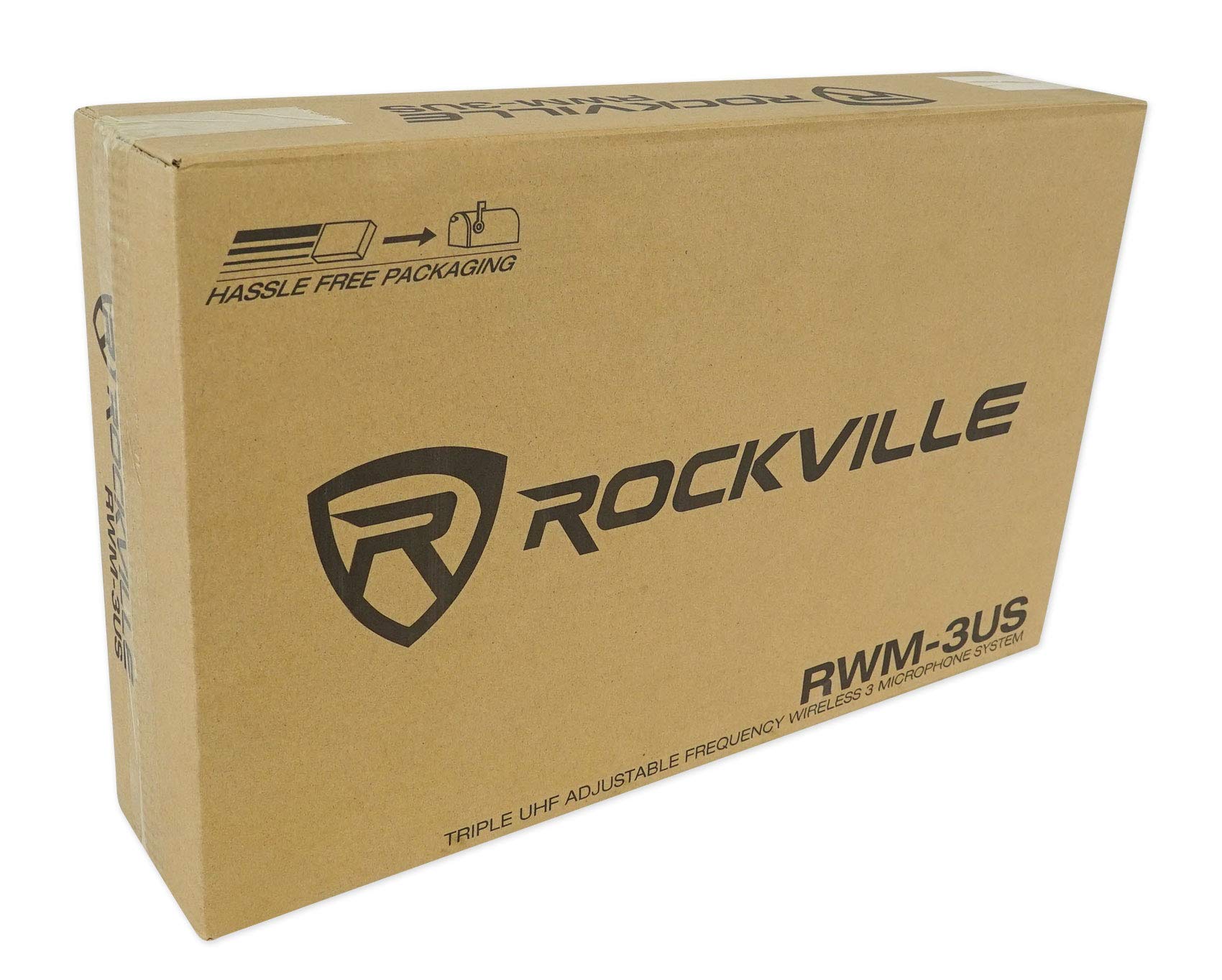 Rockville RWM-3US Triple Wireless UHF 3 Microphone System w/Adjustable Frequency,black