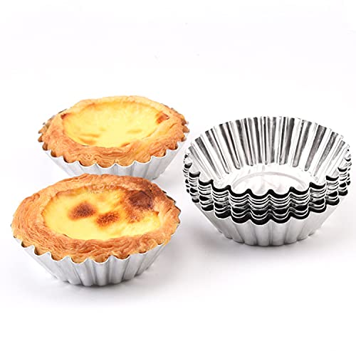 Tosnail 50 Pieces Aluminum Egg Tart Mold Small Tart Pie Tin Mini Cupcake Cake Muffin Cookie Mold Baking Cups