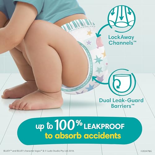 Pampers Easy Ups Boys & Girls Bluey Potty Training Pants - Size 4T-5T, 18 Count, Training Underwear (Packaging May Vary)