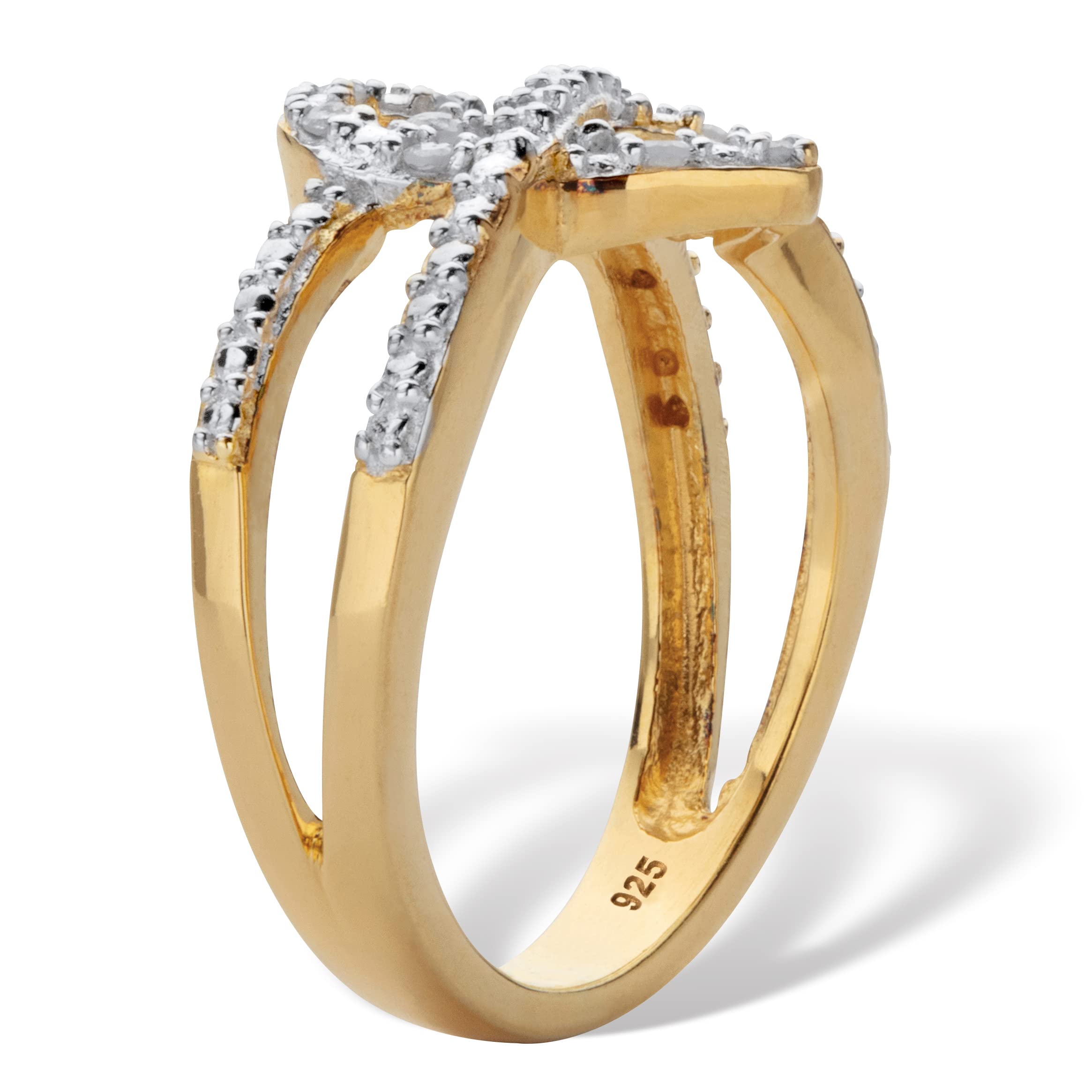 PalmBeach Yellow Gold-plated Sterling Silver Genuine Diamond Heart Ring (1/10 cttw, I Color, I3 Clarity) Sizes 6-10 Size 10