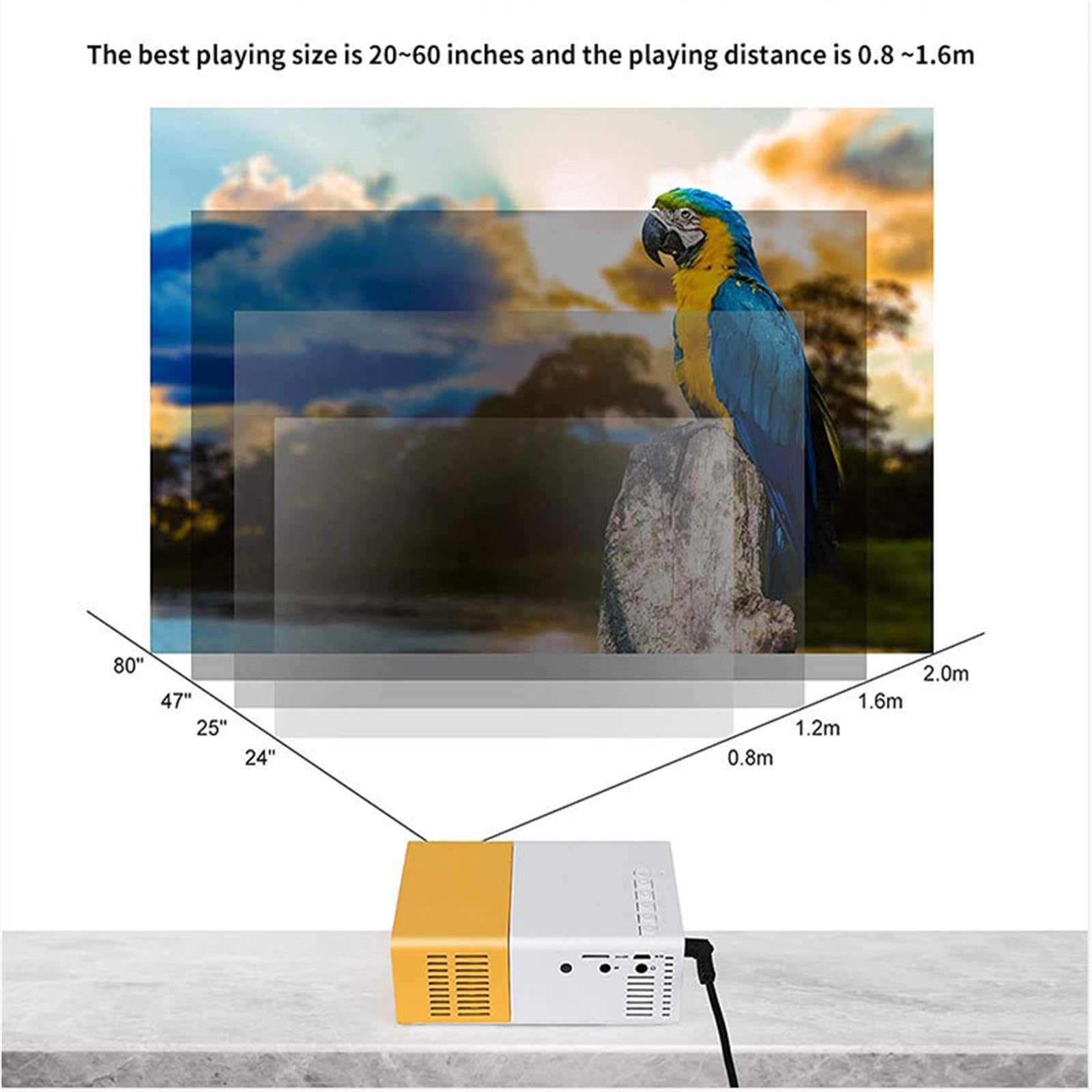 Portable LED Projector, Home Cinema Projector Support 1080P HD Displaying, Stylish HD Projector Support HDMI, AV, VGA, USB, for SD Input & 3.5mm Earphone Port, Replace Television