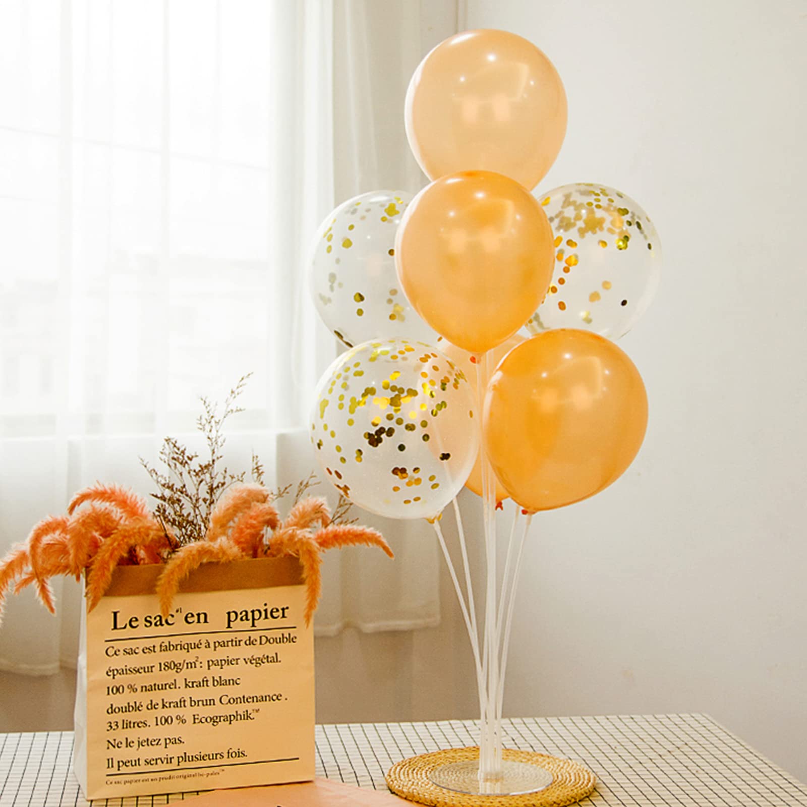 RUBFAC Balloon Stands for Table 20 Sets Clear Table Balloon Stand Holder with Base Reusable Centerpiece for Birthday Wedding Baby Shower Graduation Party Decorations