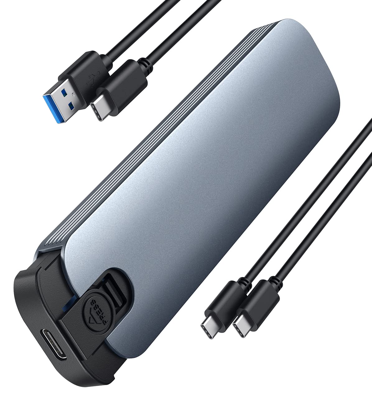 Viagkiki Aluminum M.2 NVME SATA SSD Enclosure Adapter, 10Gbps USB 3.2 Gen 2 HDD Enclosure Reader, Tool-Free NVME External Enclosure Supports M&B+M Keys 2242/2260/2280 ( with USB C & USB A Cables)