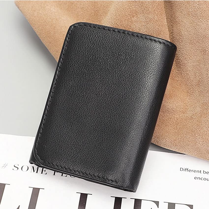 XIXIDIAN Fashion Men's Coin Purse Wallet RFID Blocking Man Leather Wallet,Genuine Leather Slim Trifold with ID Window (Color : Black, Size : 11 * 8CM)
