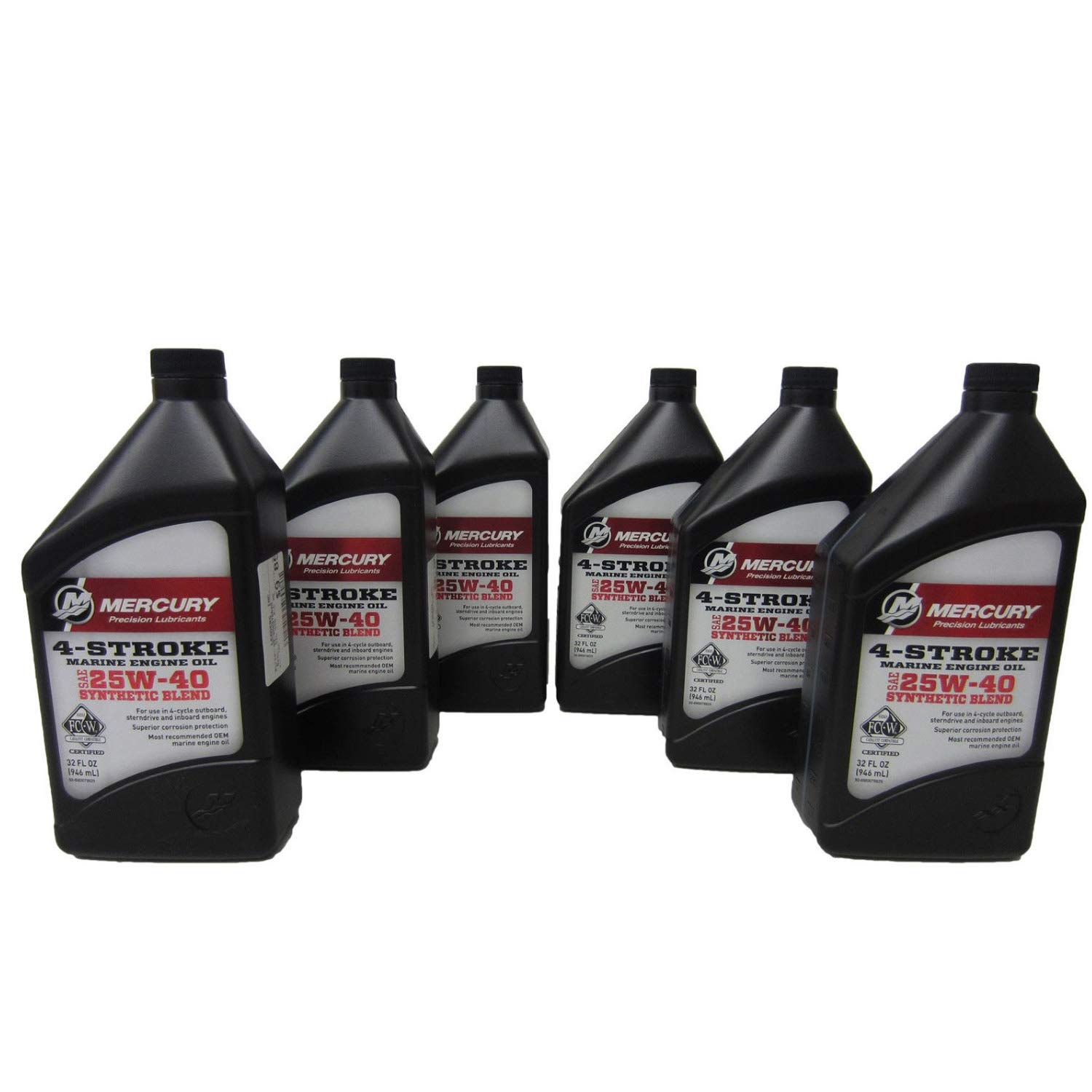 Mercury Marine 92-8M0078629 Synthetic Blend 4-Stroke (25W-40) Engine Oil Quart (CASE OF 6)