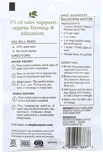 Simply Organic Mulling Spice, Certified Organic, Gluten-Free | 1.2 oz | Pack of 3