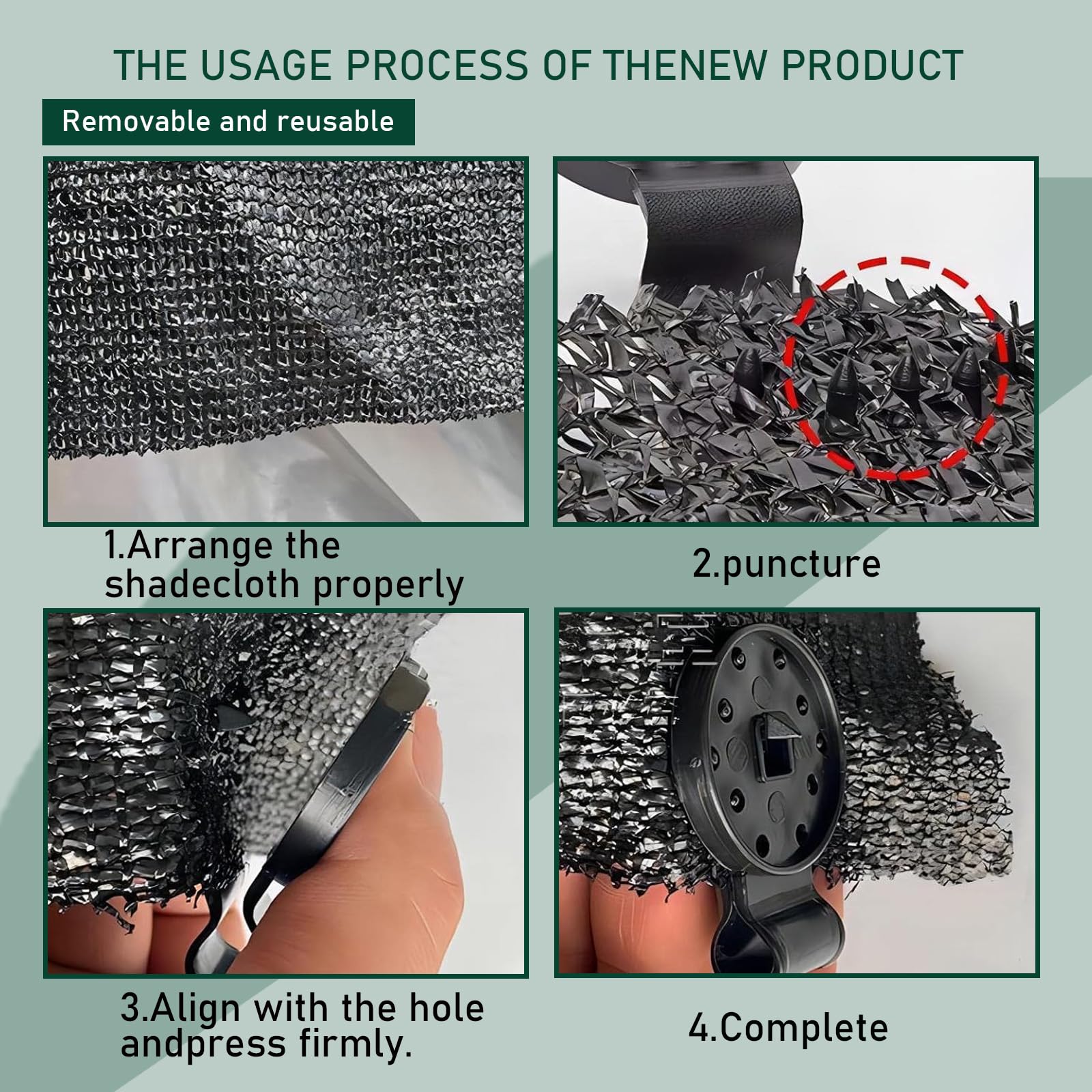 XSHANG 50Pcs Mesh Shade Cloth Clips, 2024 New Shade Cloth Lock Grip, Round Shade Plastic Black Clips for Outdoor Garden Netting, Anti Bird Net, Sun Shade Net, Patio Accessories (Black 50pcs)