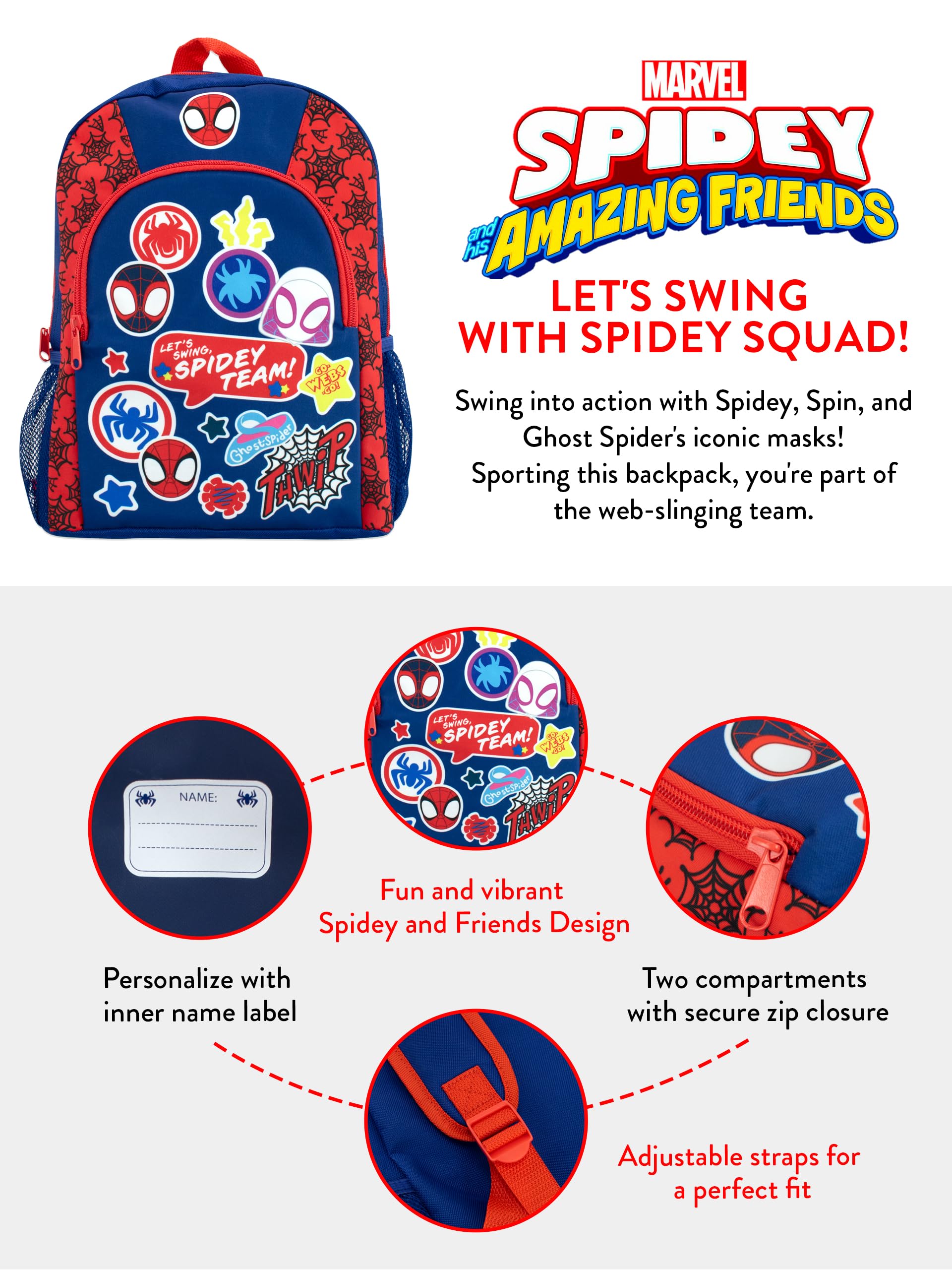 Marvel Spiderman Backpack | Spidey And His Amazing Friends Kids Backpack I School Bag For Boys And Girls I Official Spiderman Merchandise