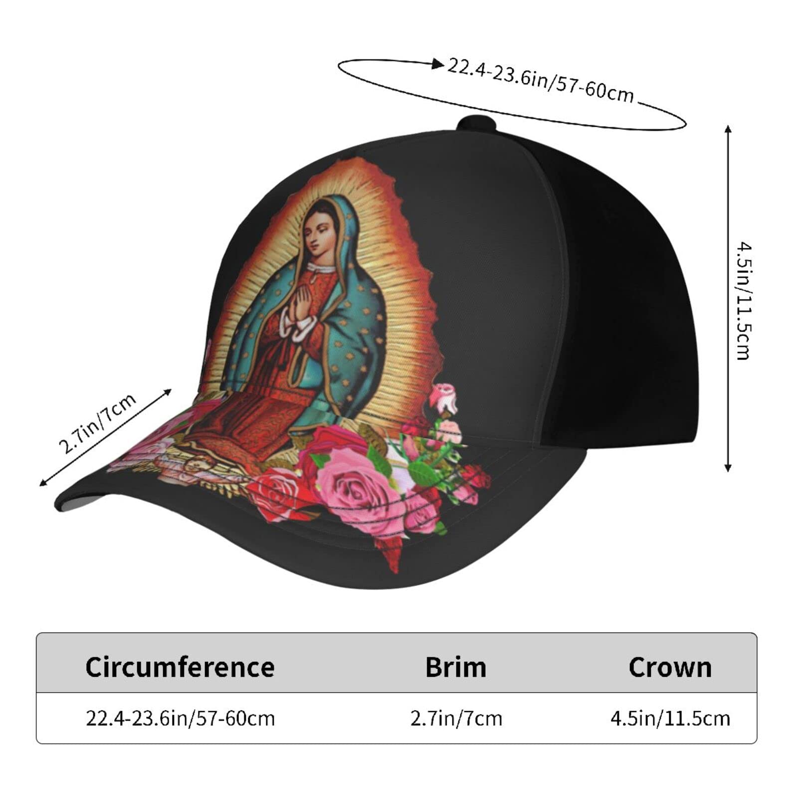 Our Lady of Guadalupe Virgin Mary Baseball Cap Plain Hat Adjustable Hats Dad Hat Cap for Men Women Black