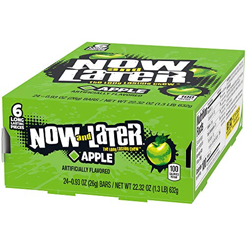 Now and Later Original Taffy Chews Candy, 0.93 Bar, apple, 22.32 Ounce (Pack of 24)