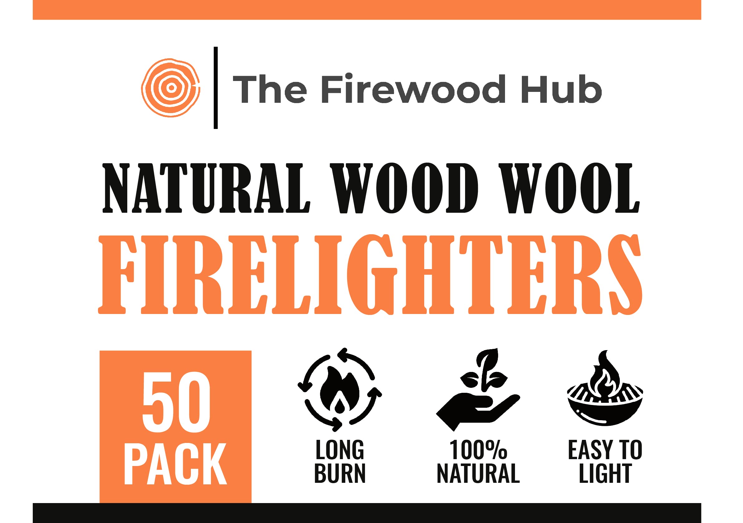 Wood Wool Fire Starter 50 Pack β Long Burn Time Up to 10 Minutes, Ideal Fire Starters for Campfires and Charcoal Starter β Made from Wood and Wax