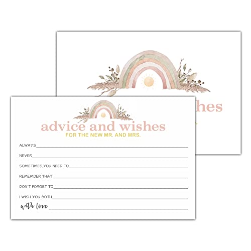 Yuansail Rainbow Floral Advice And Wishes Cards For The New Mr And Mrs, Wedding Advice for Bride Groom Newlyweds Bridal Shower,Aecorations Party Supply,25 Cards(bb001-JYK 008HL)