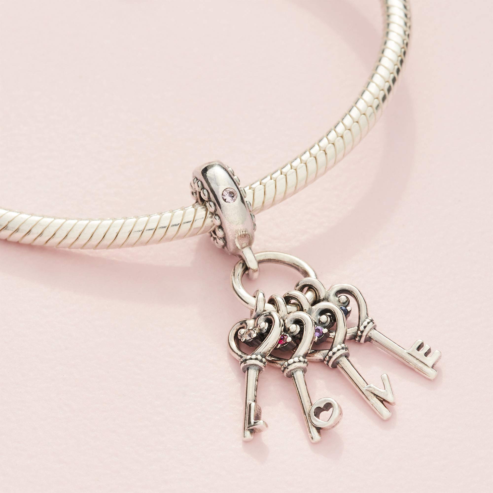 Pandora Jewelry Keys of Love Dangle Crystal and Cubic Zirconia Charm in Sterling Silver