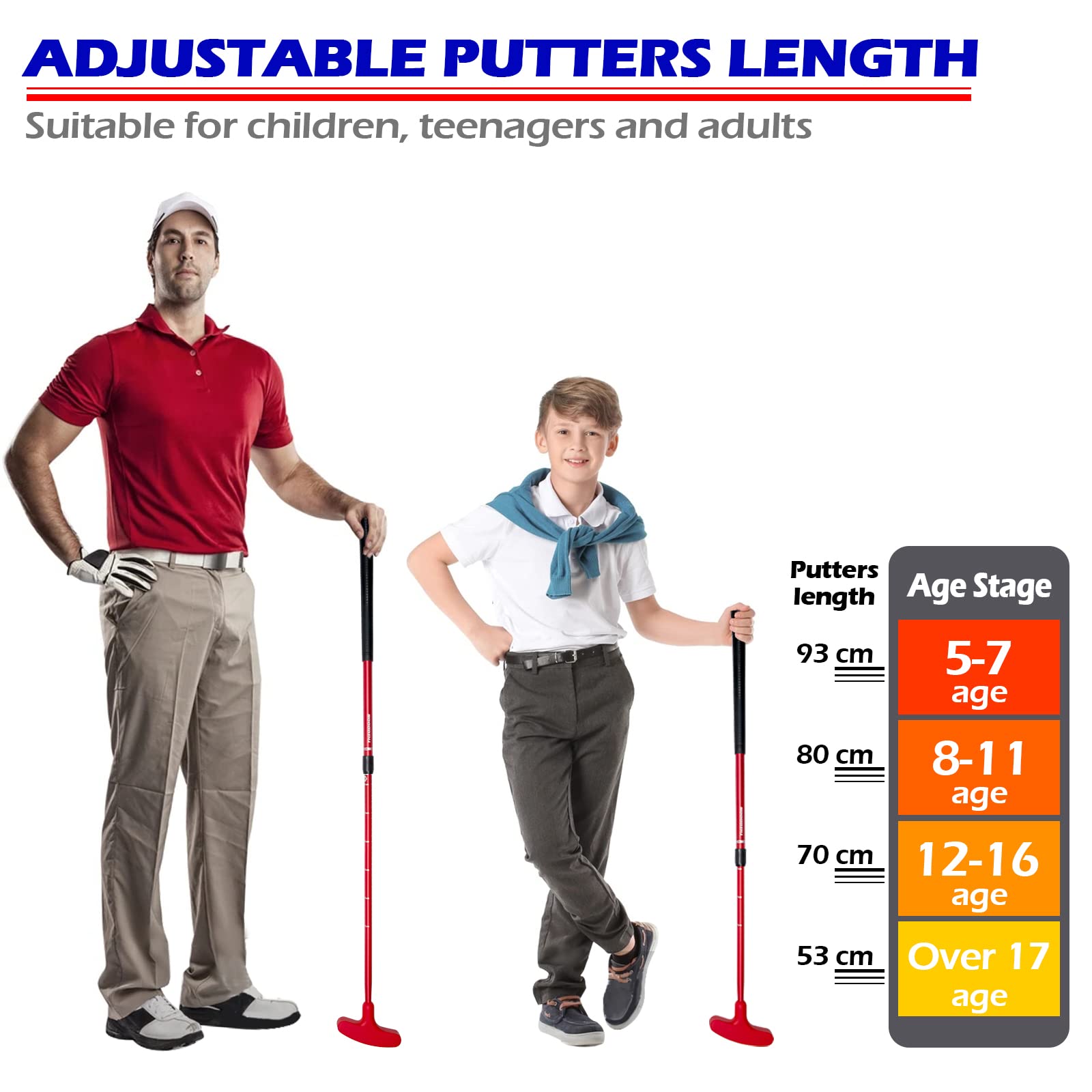 THIODOON Golf putters for Men and Women 2 Pack Two-Way Kids Mini Golf Putter for Right or Left Handed Golfers Adjustable Length Suitable for Children, Teenagers and Adults