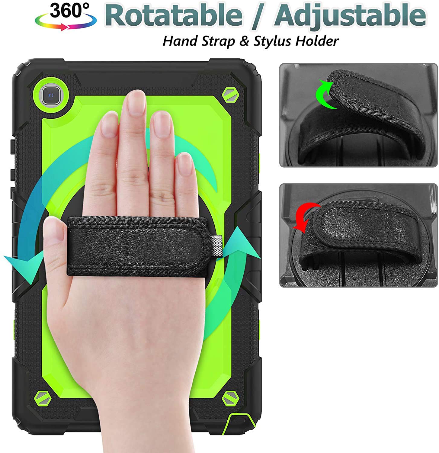 Samsung Galaxy Tab A9 Plus Kids Case 2023 with Screen Protector,BLOSOMEET Full Body Shockproof Cover for Tablet A9+ w/S Pen Holder Stand Hand Strap Shoulder Strap,Green